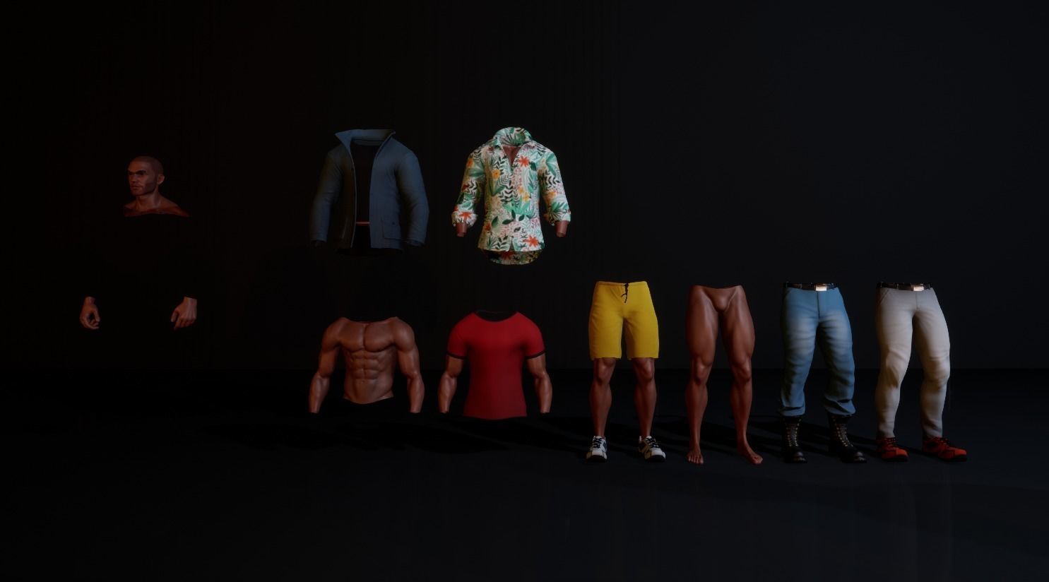 UE4 Advanced Modular Character Male Integrated to ALS system free VR / AR / low-poly 3D model ...