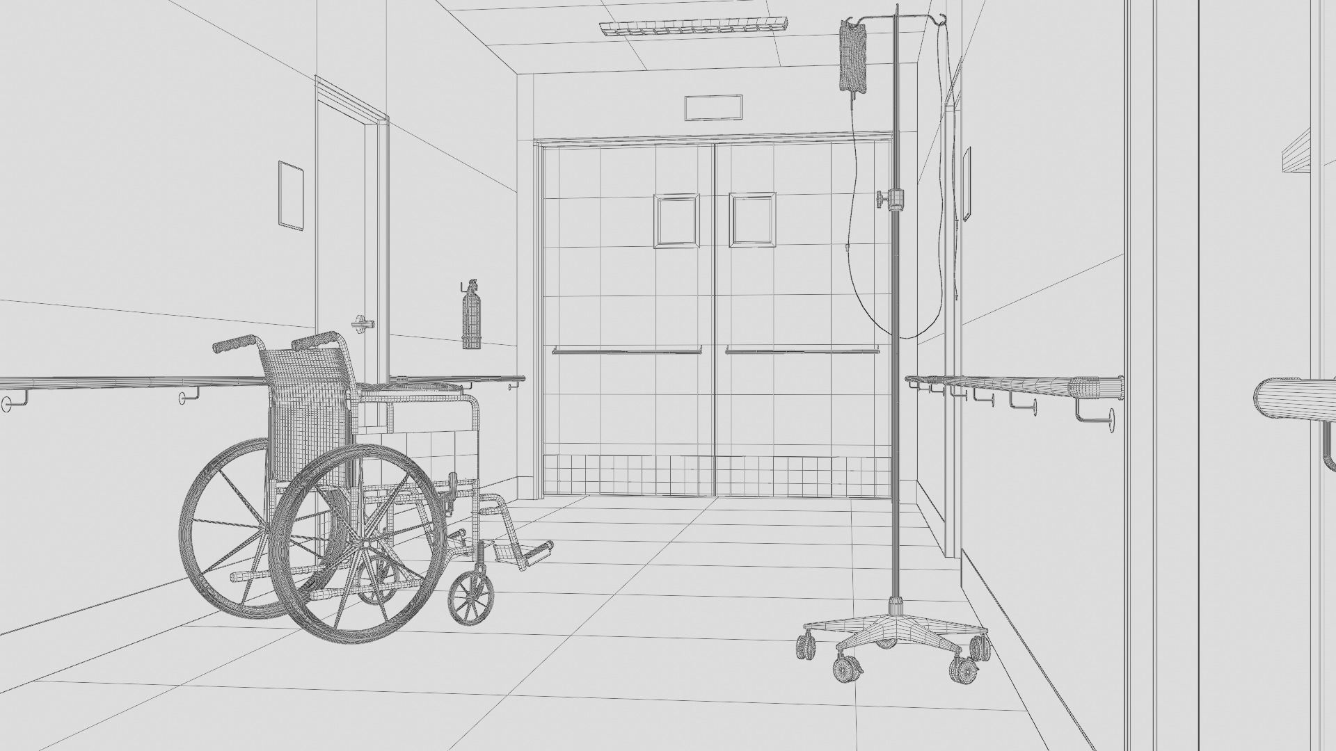 Hospital Corridor 3d Scene 3D model | CGTrader