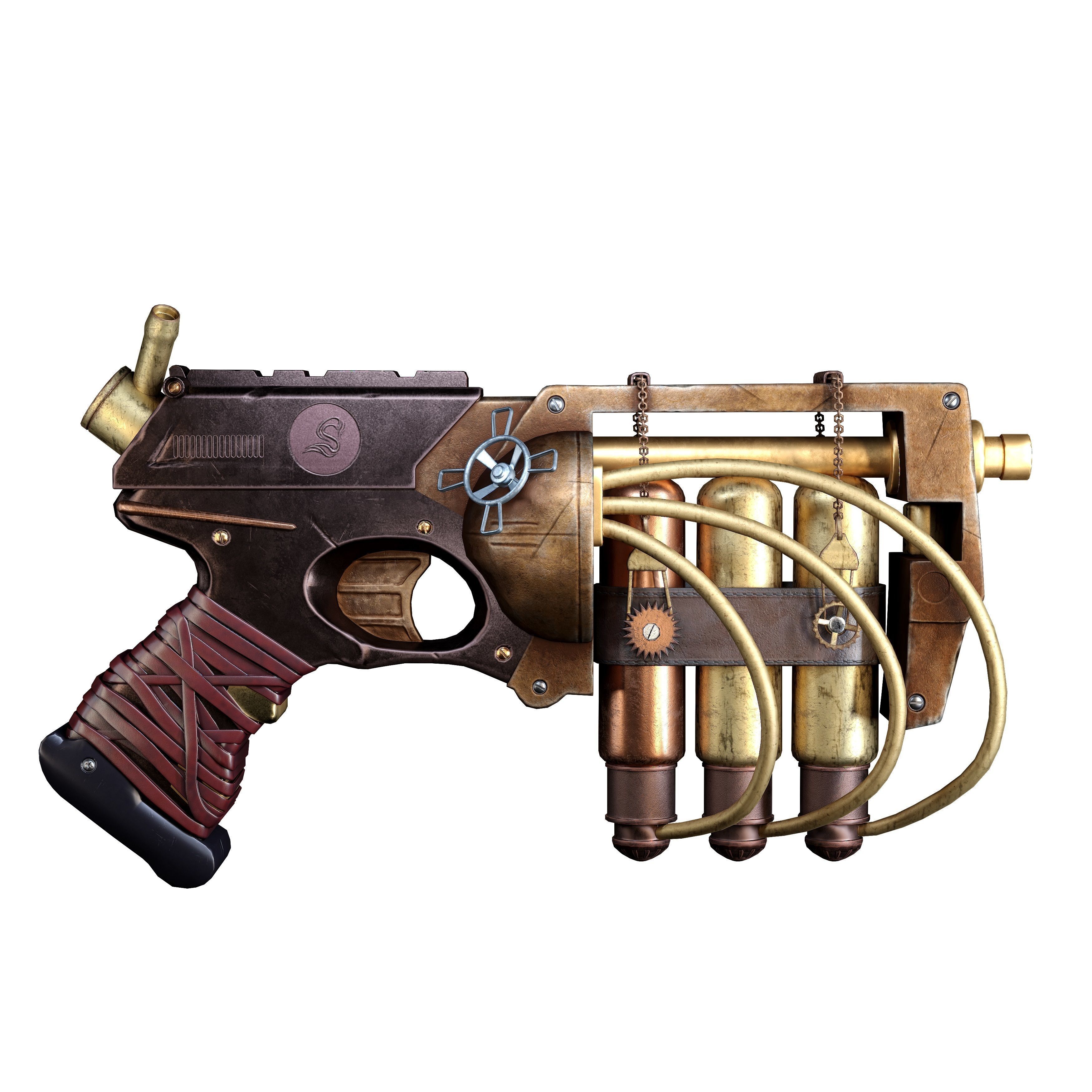 3D model Steampunk gun and Full process Tutorial VR / AR / low-poly ...