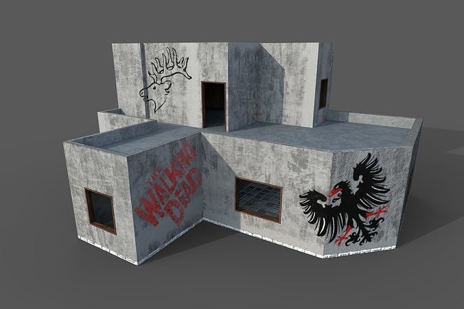 3D model Game Building Low poly With PBR Texture Low-poly 3D model VR ...