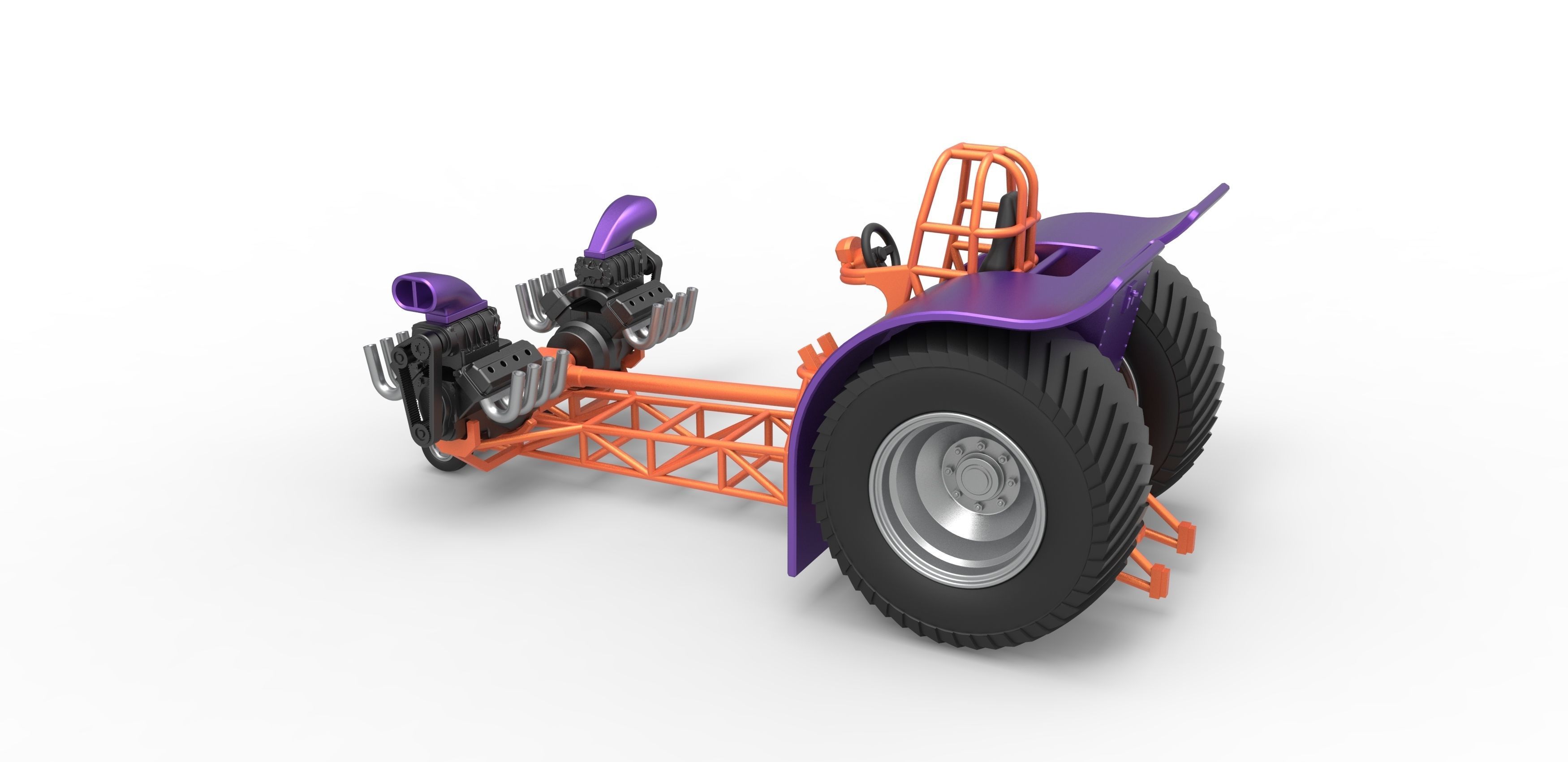 Diecast Pulling tractor 2 engines V8 Version 3 Scale 1 to 25 3D model ...