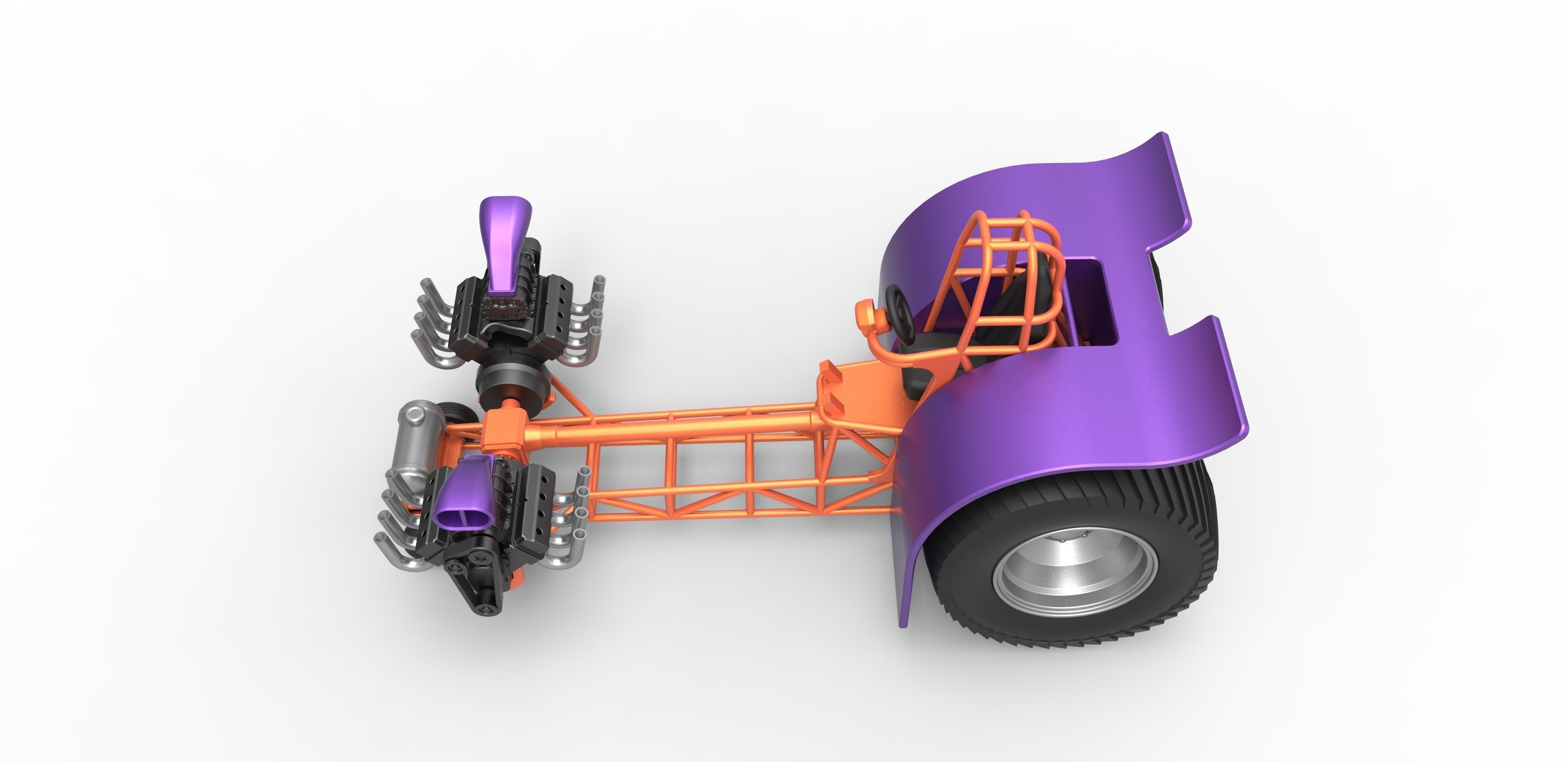 Diecast Pulling tractor 2 engines V8 Version 3 Scale 1 to 25 3D model ...