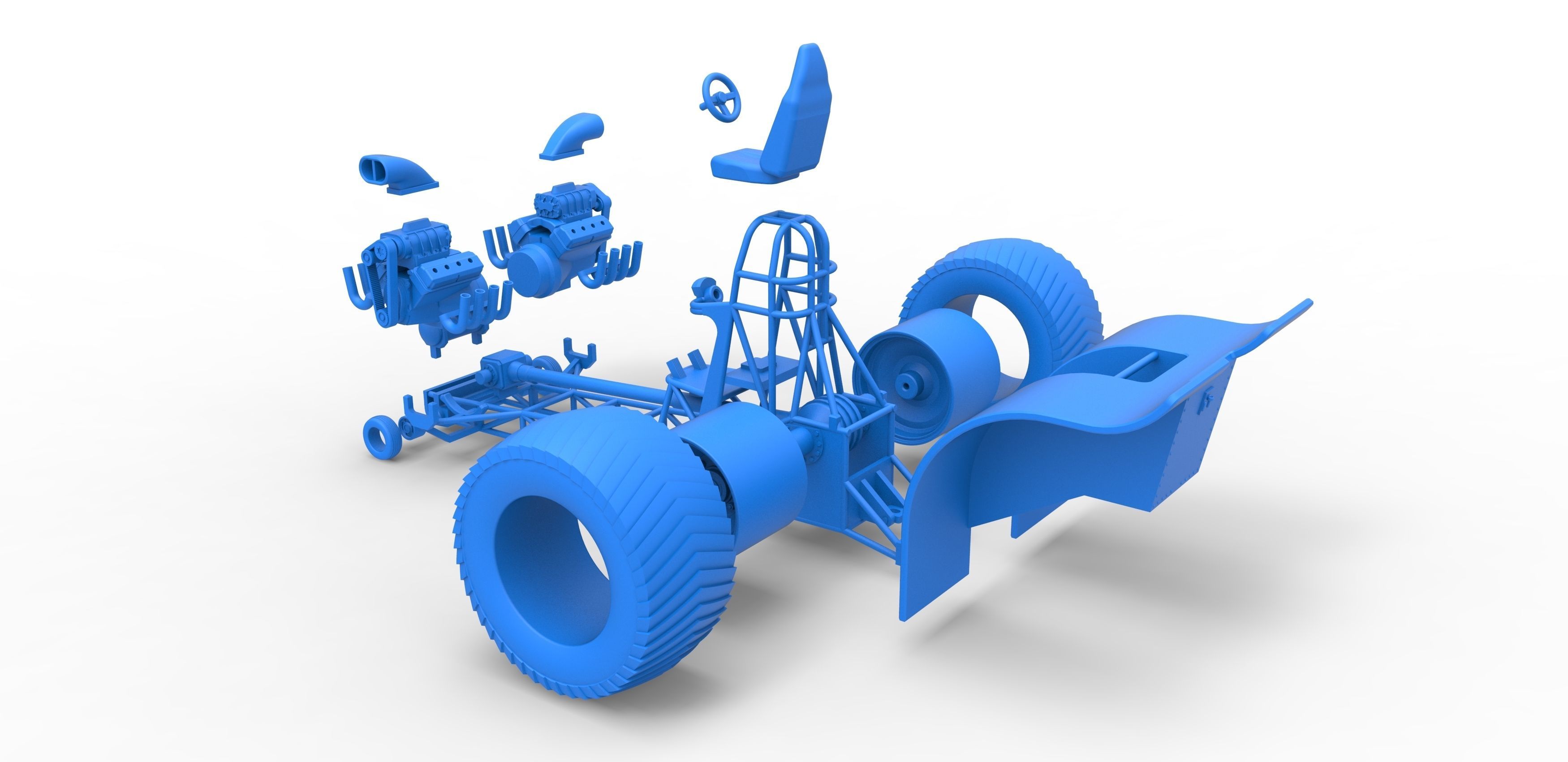 Diecast Pulling tractor 2 engines V8 Version 3 Scale 1 to 25 3D model ...