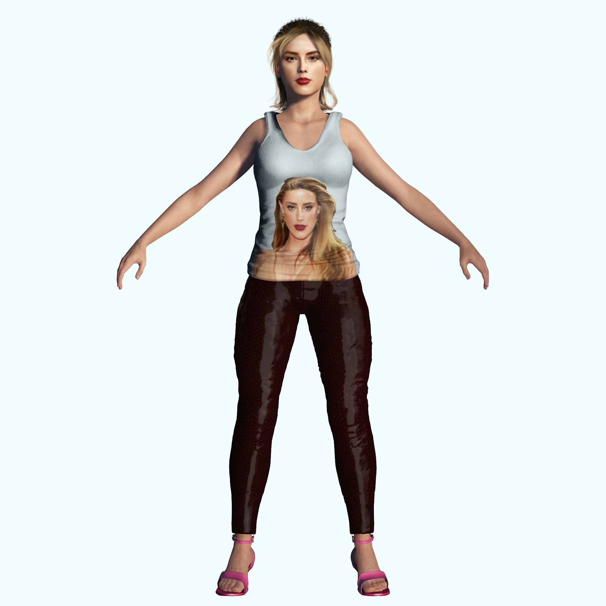 3D model Amber Heard 3D Rigged model ready for animation VR / AR / low ...