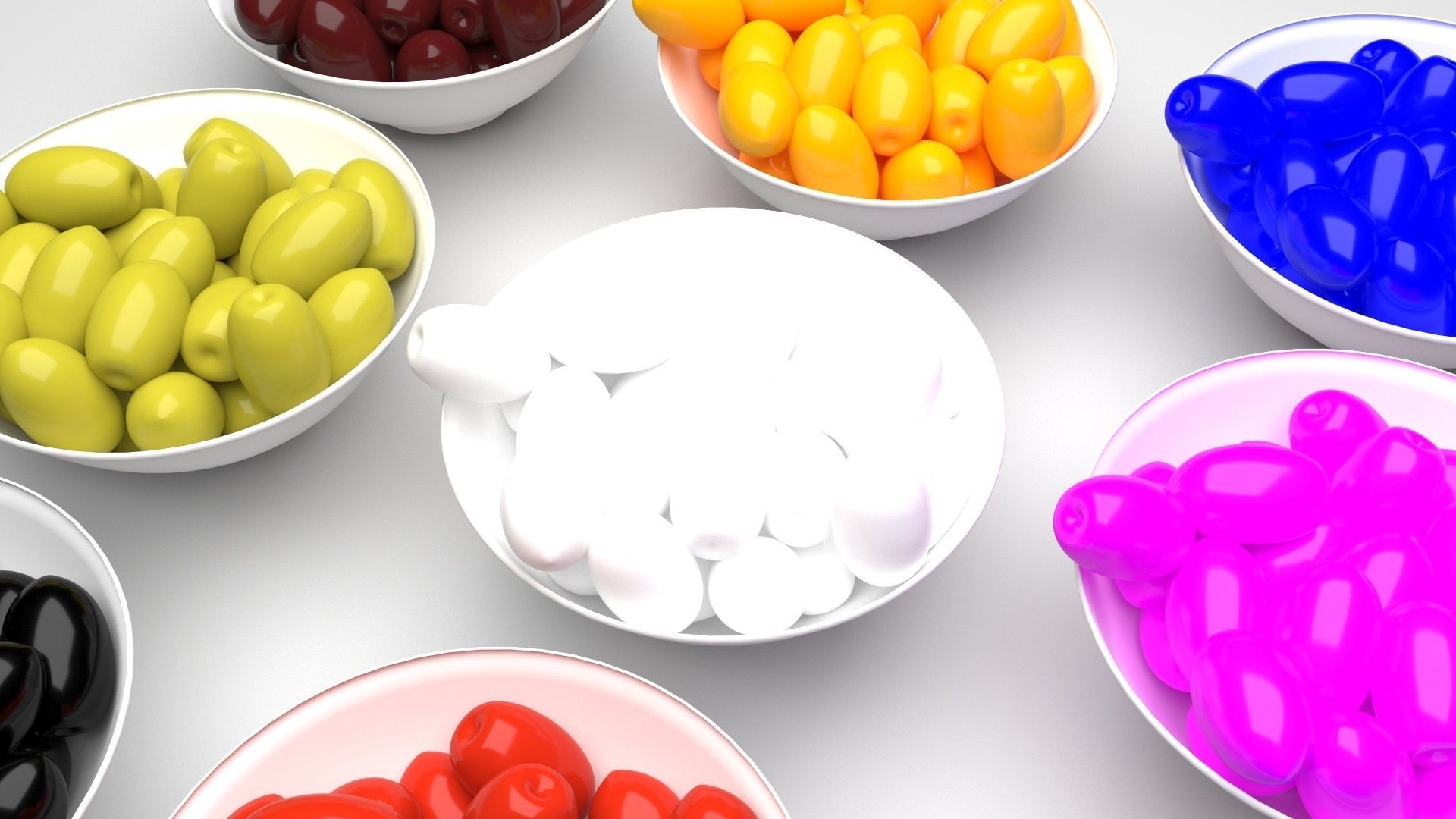 Different Colors of Olives Set 3D model | CGTrader