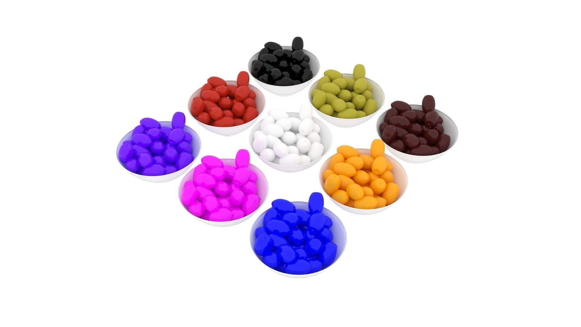 Different Colors of Olives Set 3D model | CGTrader