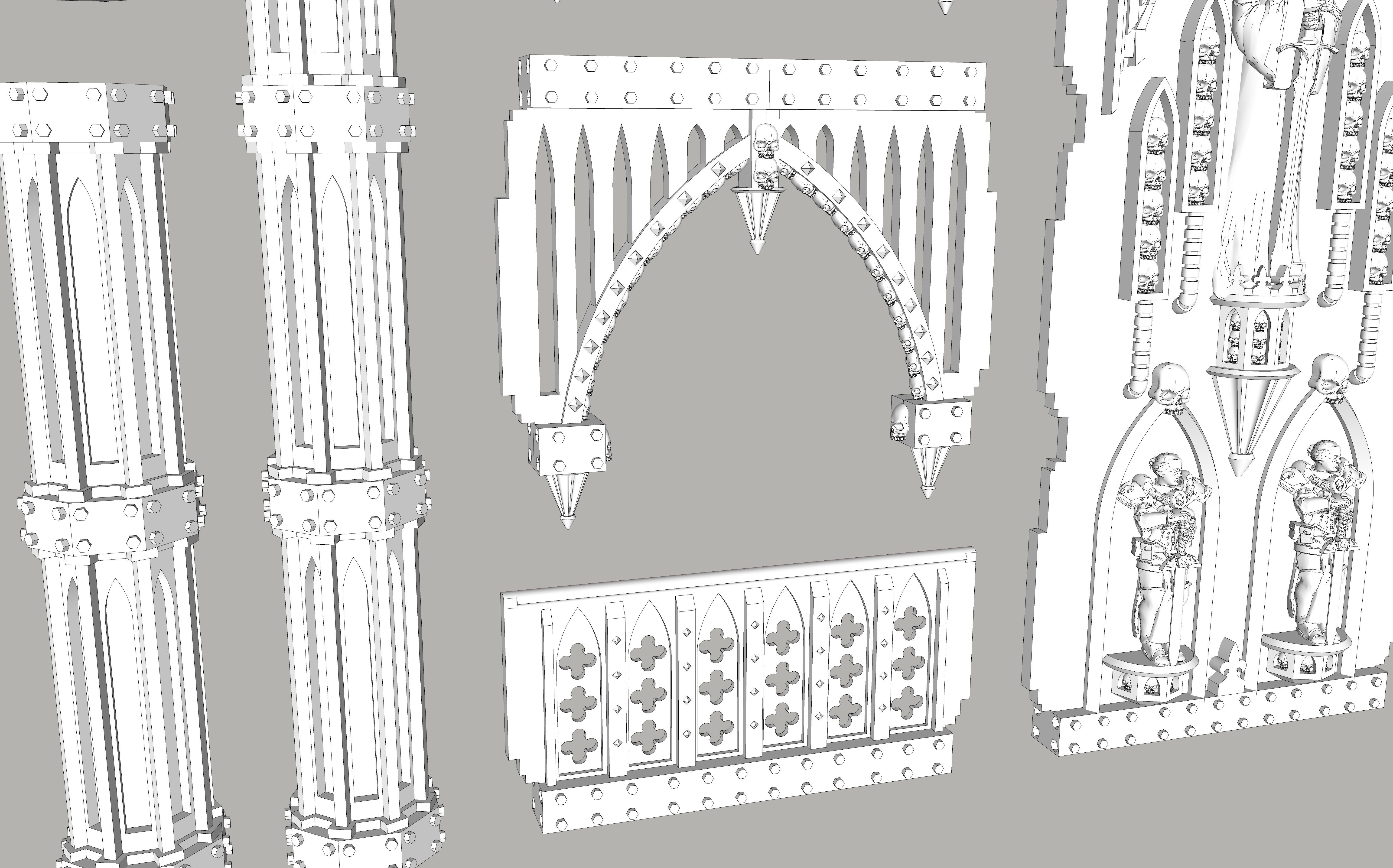 Space Fascist Cathedral City Modular Terrain Kit 3D model 3D printable ...