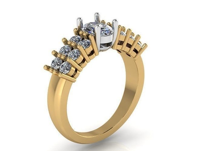 Oval Cut Diamond Basket Setting Ring 1357 3D model 3D printable | CGTrader