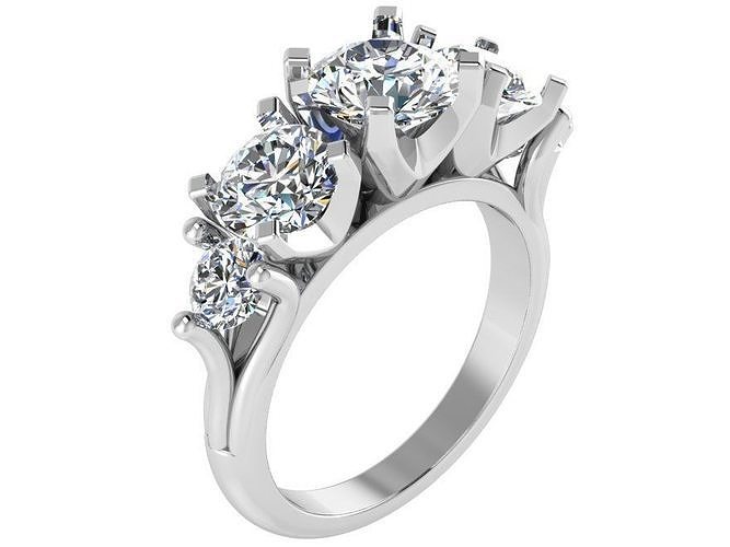 5 Stone Diamond Ring 1694 3D model 3D printable | CGTrader