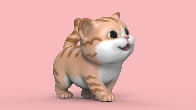Cute Walking Kitten V3 STL for 3D model 3D printable | CGTrader