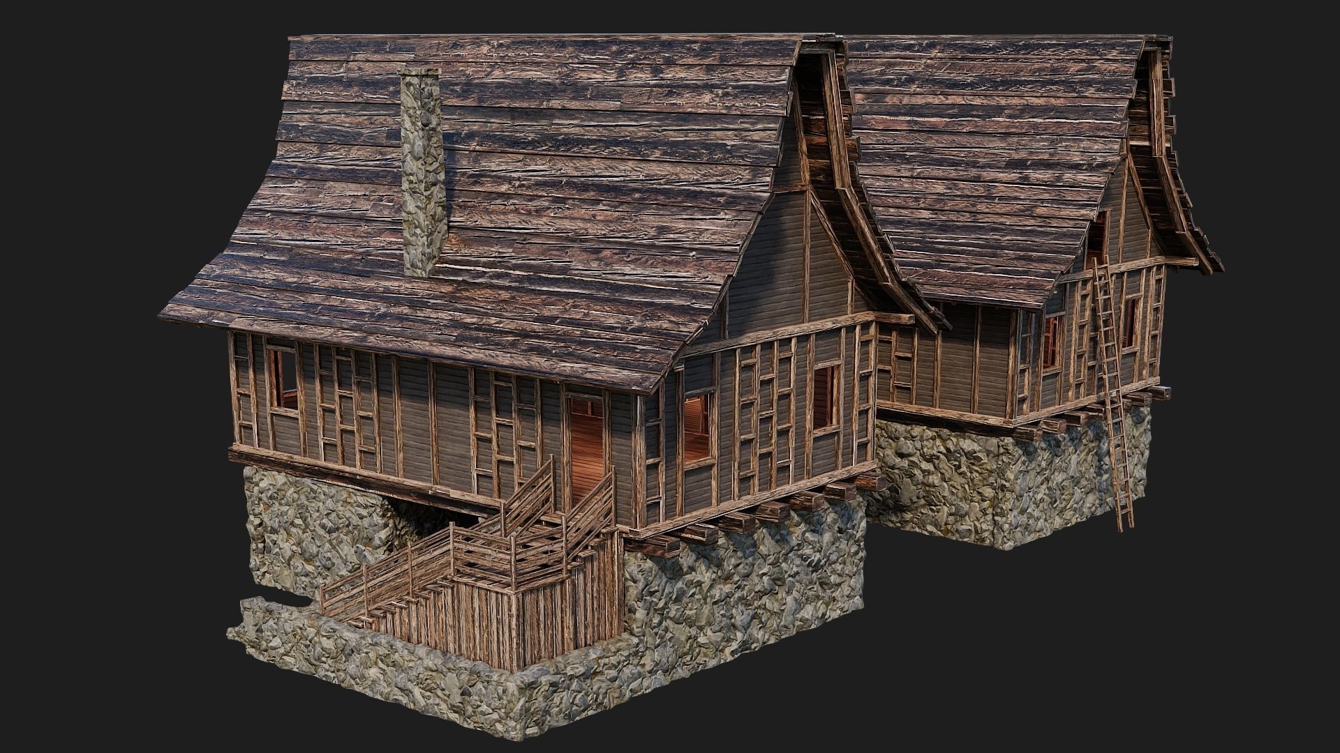 3D model Old Medieval House Building 4K Textures GameReady 108 VR / AR ...