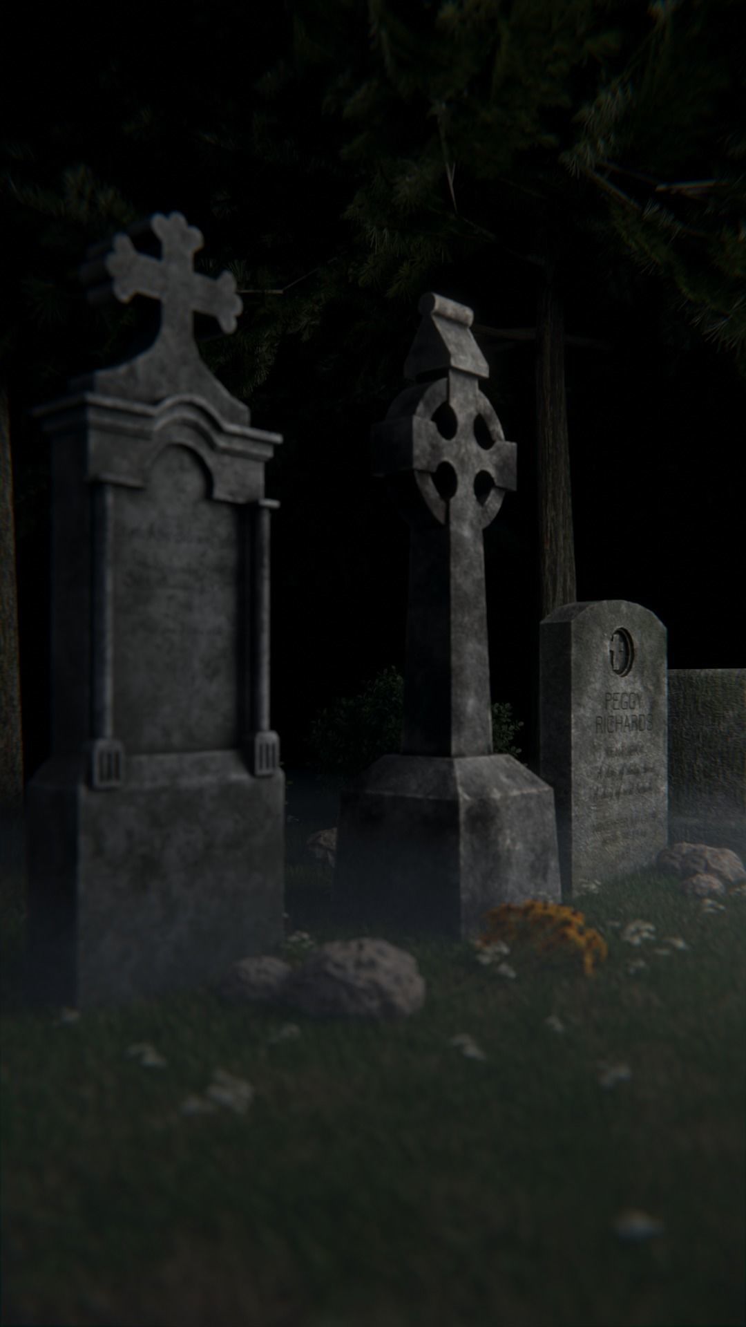 3D model Low Poly Cemetery Prop Collection for Environment Design VR ...