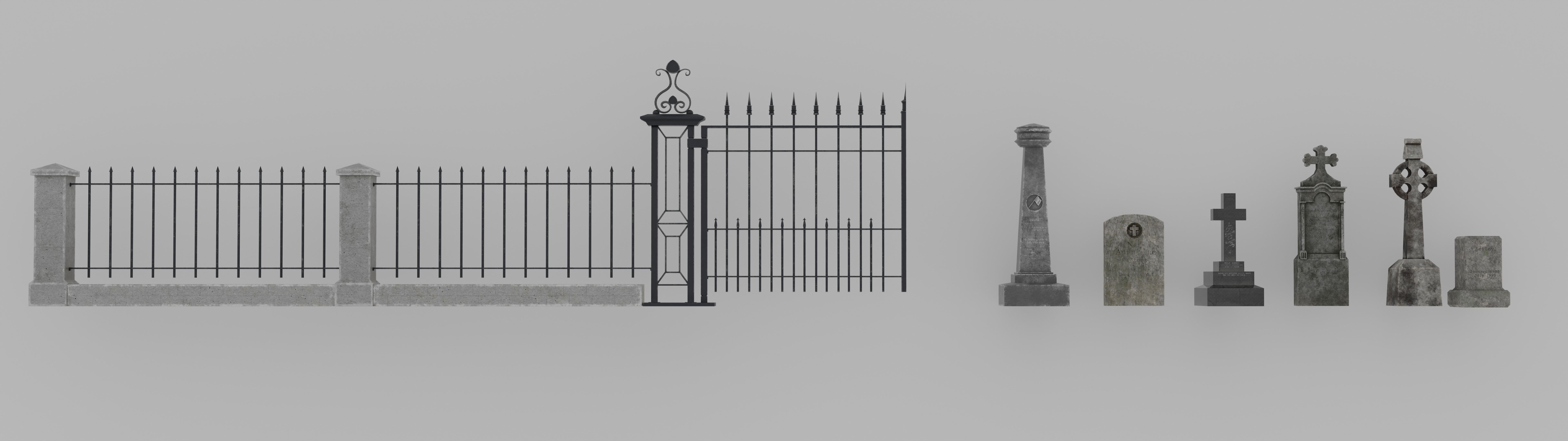 3D model Low Poly Cemetery Prop Collection for Environment Design VR ...