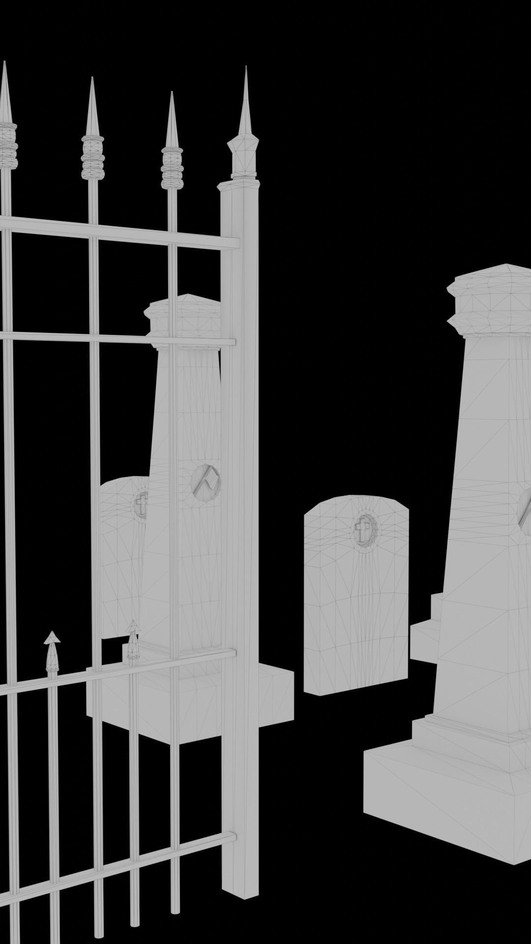 3D model Low Poly Cemetery Prop Collection for Environment Design VR ...