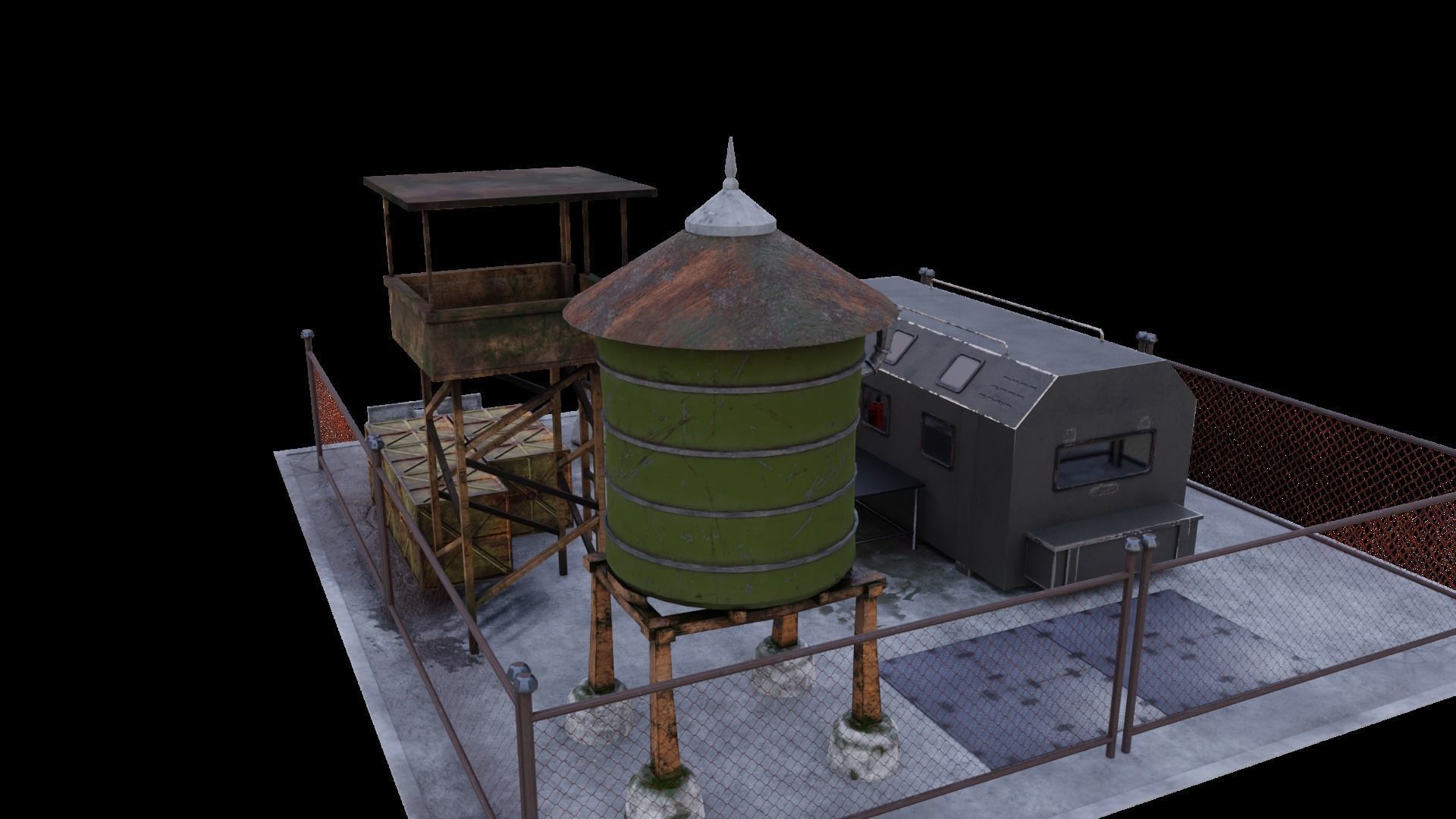 3D model Military Base Camp 2 Low-poly 3D model 3D model VR / AR / low ...