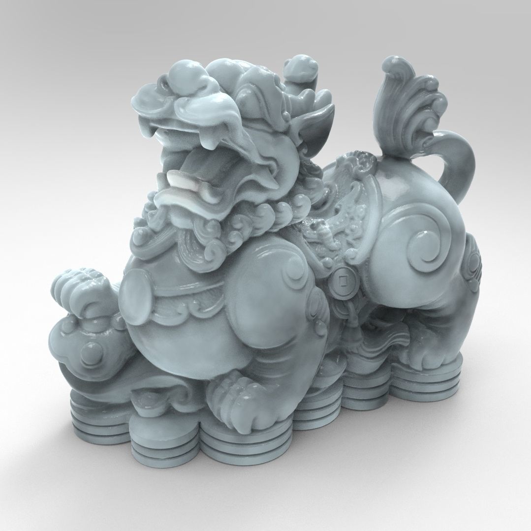 Pixiu Old Chinese mythical hybrid creature powerful protectors 3D model ...