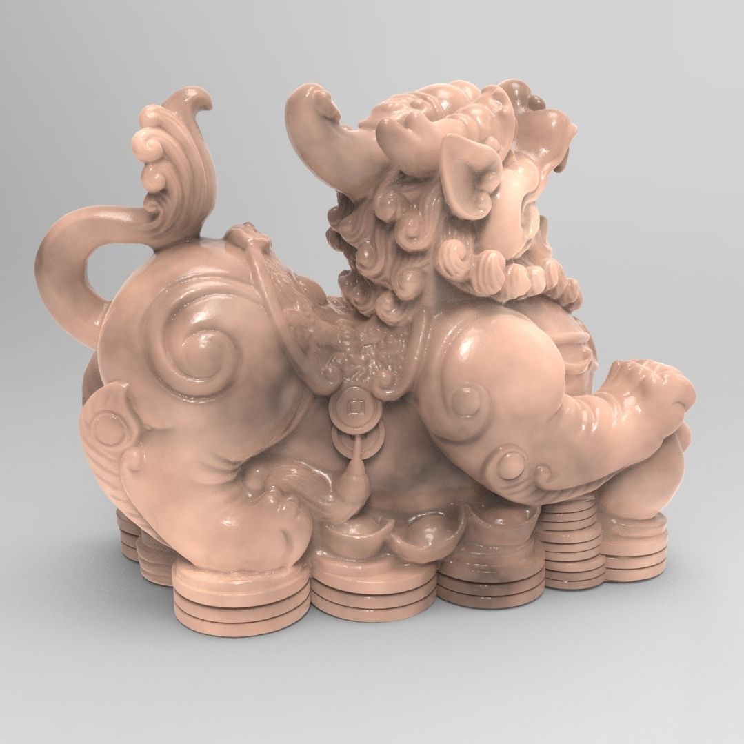 Pixiu Old Chinese mythical hybrid creature powerful protectors 3D model ...