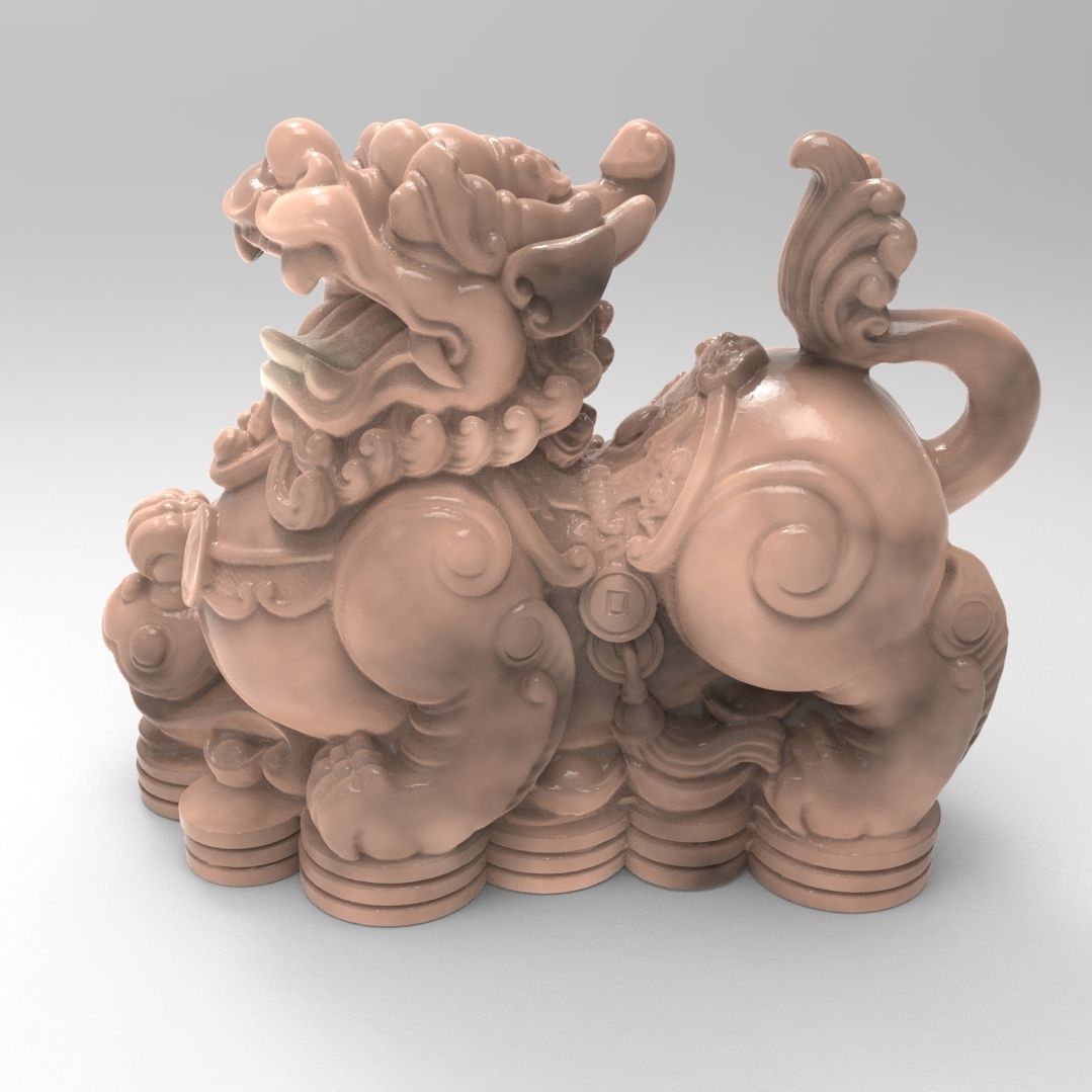 Pixiu Old Chinese mythical hybrid creature powerful protectors 3D model ...