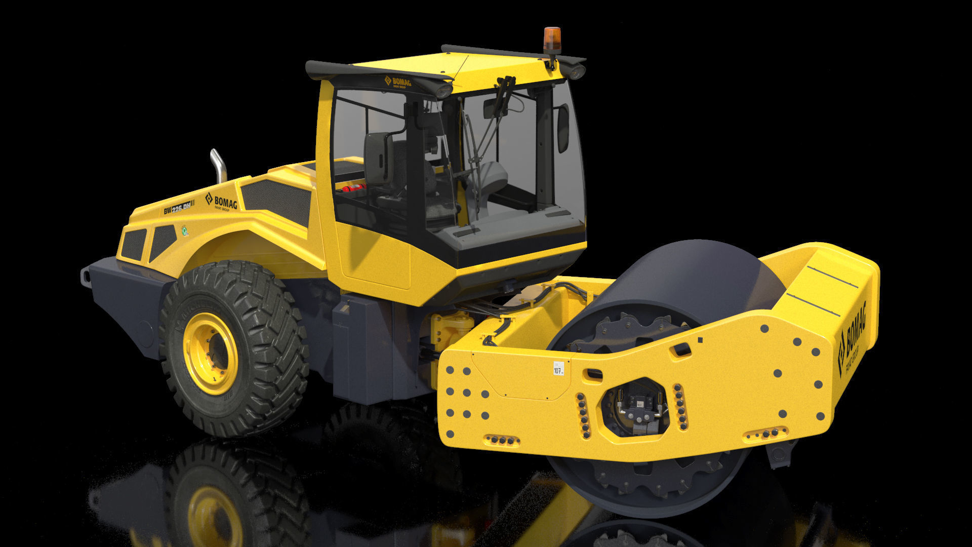 BOMAG BW226 DH5 Single Drum Compactor Clean Rigged 3D model rigged ...