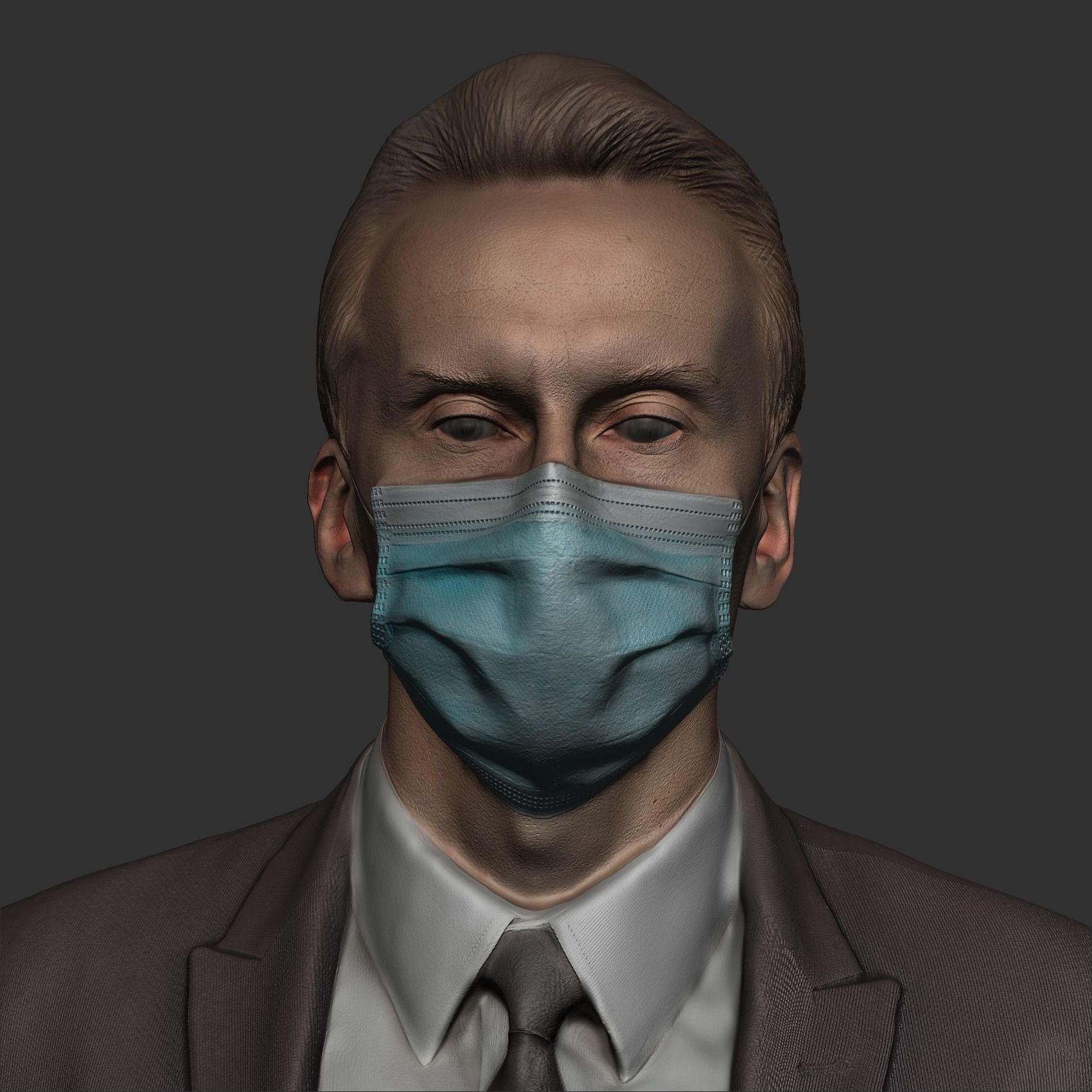 3D model Man in suit and face mask in A-pose 378 VR / AR / low-poly ...