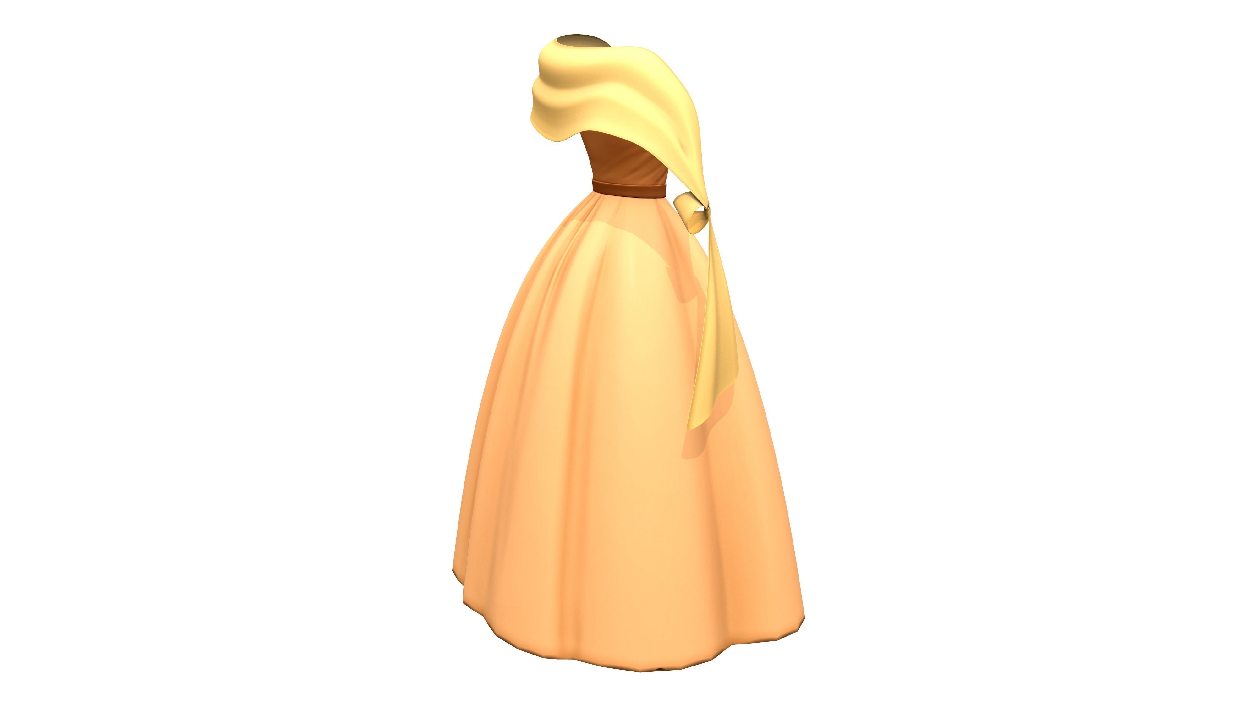 3D model 1950s Retro Princess Dress With Shawl VR / AR / low-poly ...