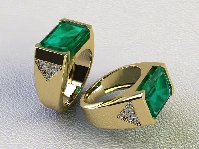 Emerald Ring With Stones 3D model 3D printable | CGTrader