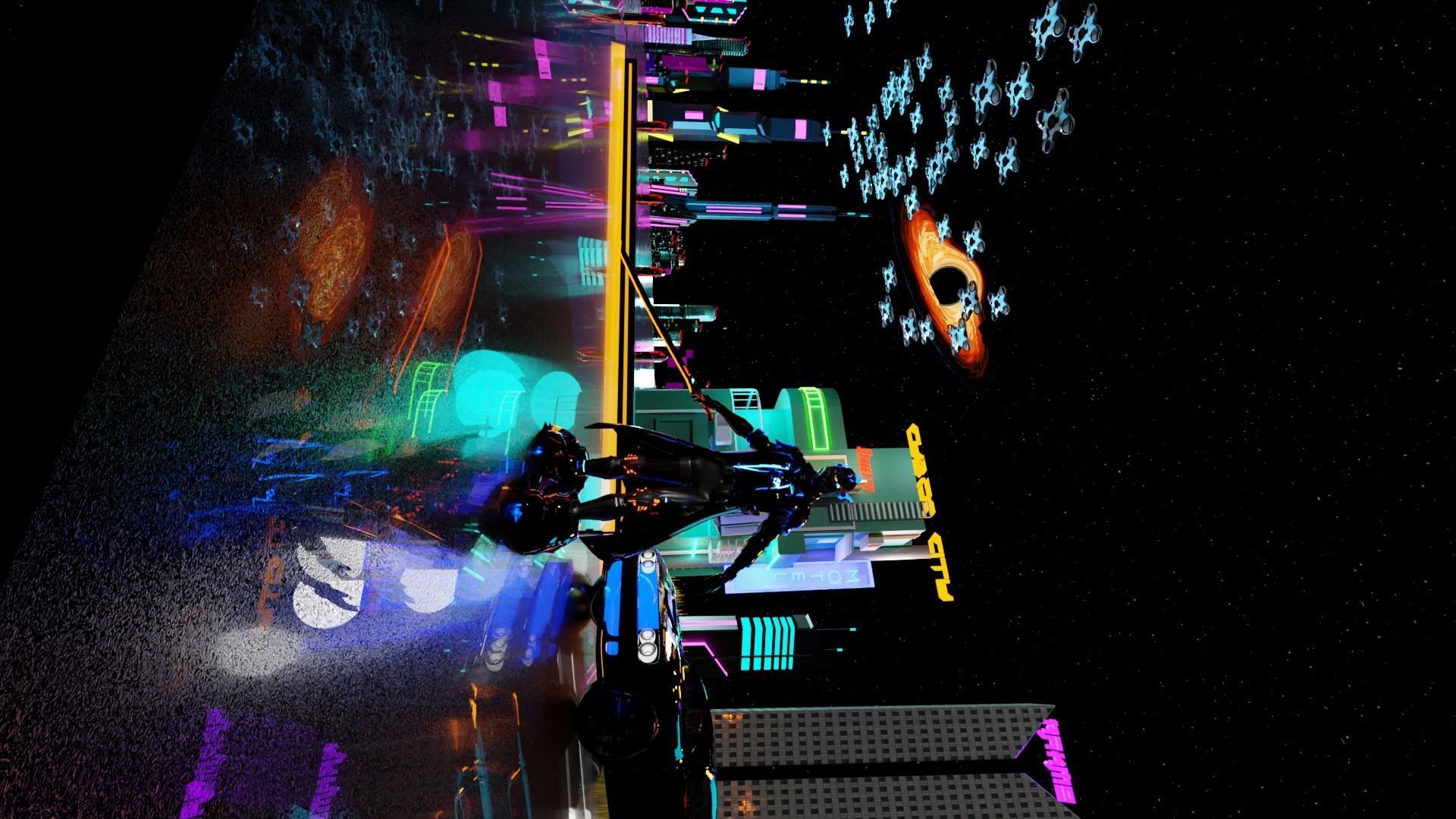 Cyber scene with cyborg project 97 3D model | CGTrader