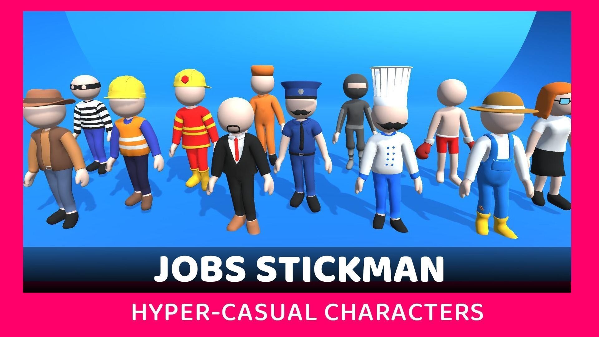 3D model Hyper Casual Stickman Character Jobs Pack VR / AR / low-poly ...