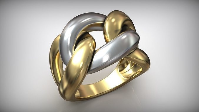 Right Hand Cuban Chain Link Polish Ring 3D model 3D printable | CGTrader
