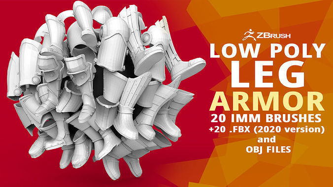 20 Low poly medieval leg armor base mesh IMM brush 3D model | CGTrader