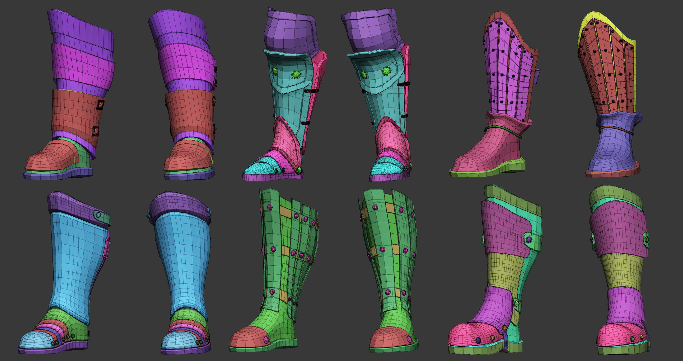 20 Low poly medieval leg armor base mesh IMM brush 3D model | CGTrader