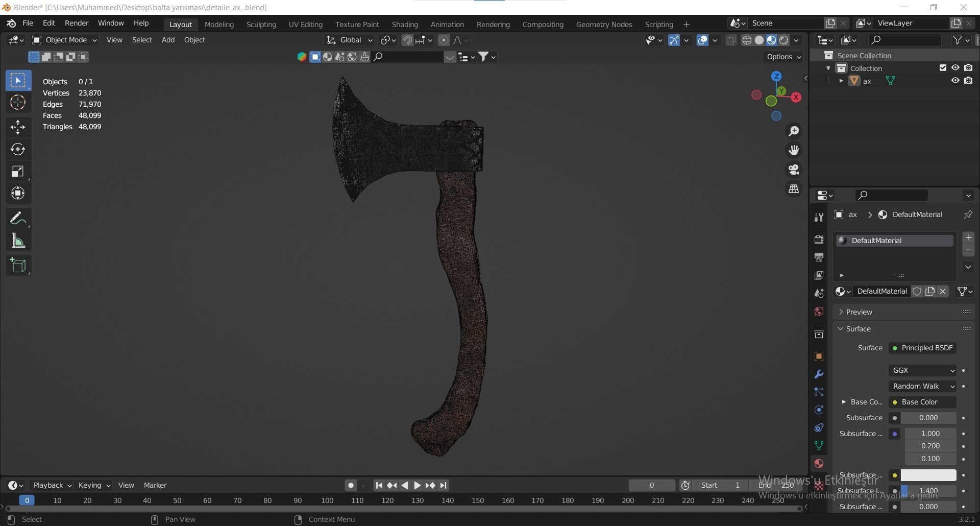 detailed realistic wooden ax 3D model | CGTrader