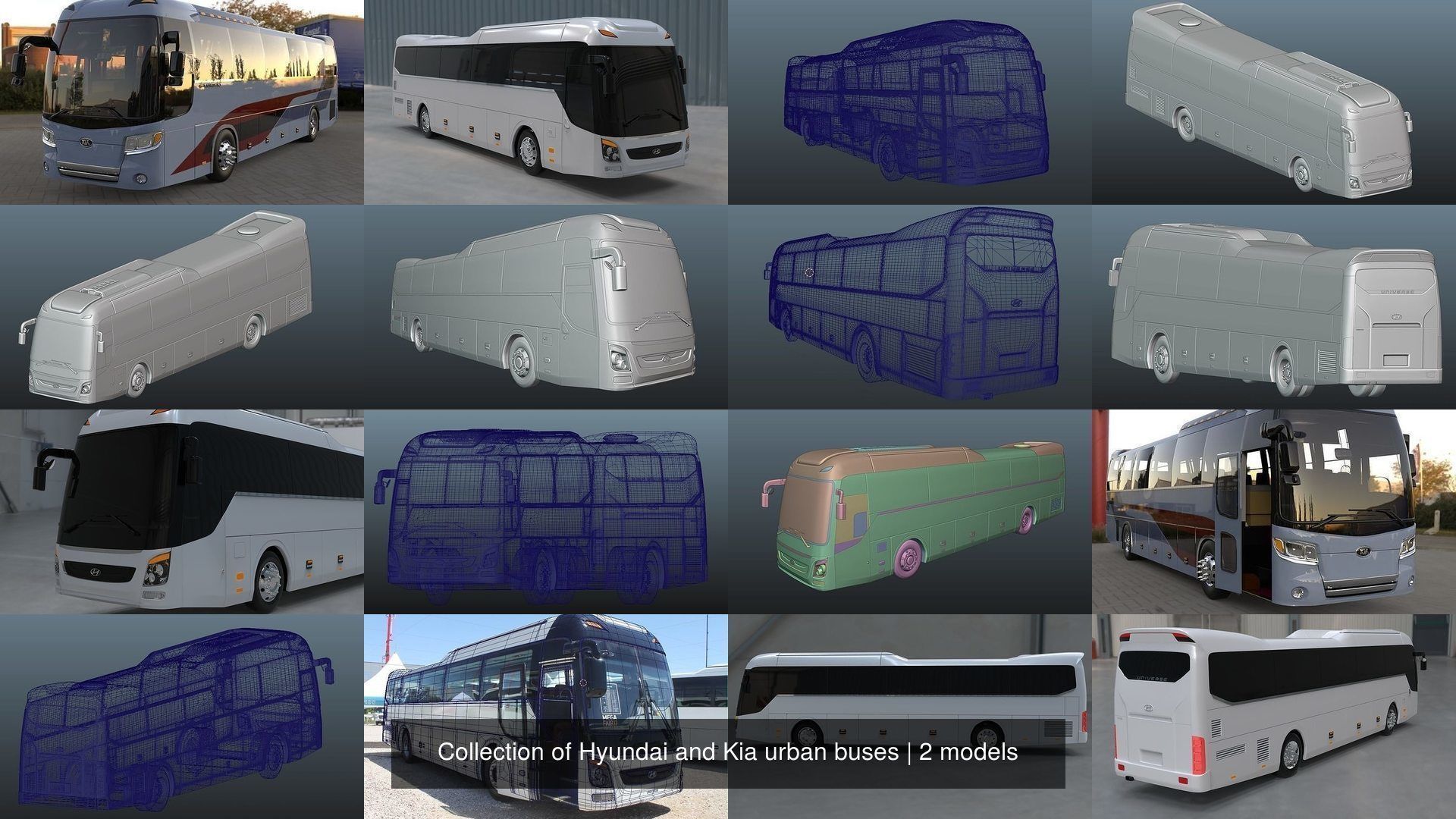 Collection of Hyundai and Kia urban buses VR / AR / low-poly | CGTrader