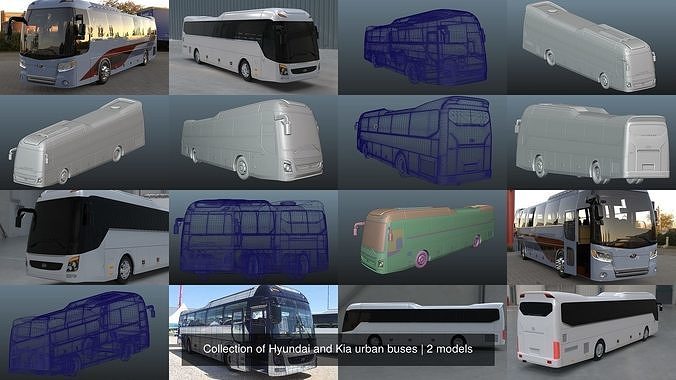 Collection of Hyundai and Kia urban buses VR / AR / low-poly | CGTrader