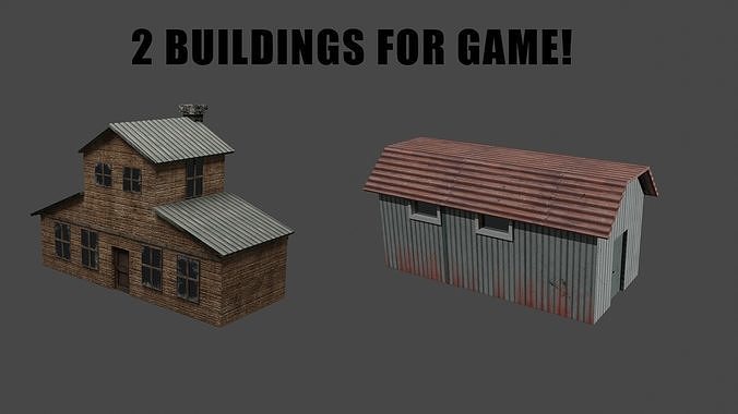 3D model 2 BUILDINGS FOR GAME VR / AR / low-poly | CGTrader