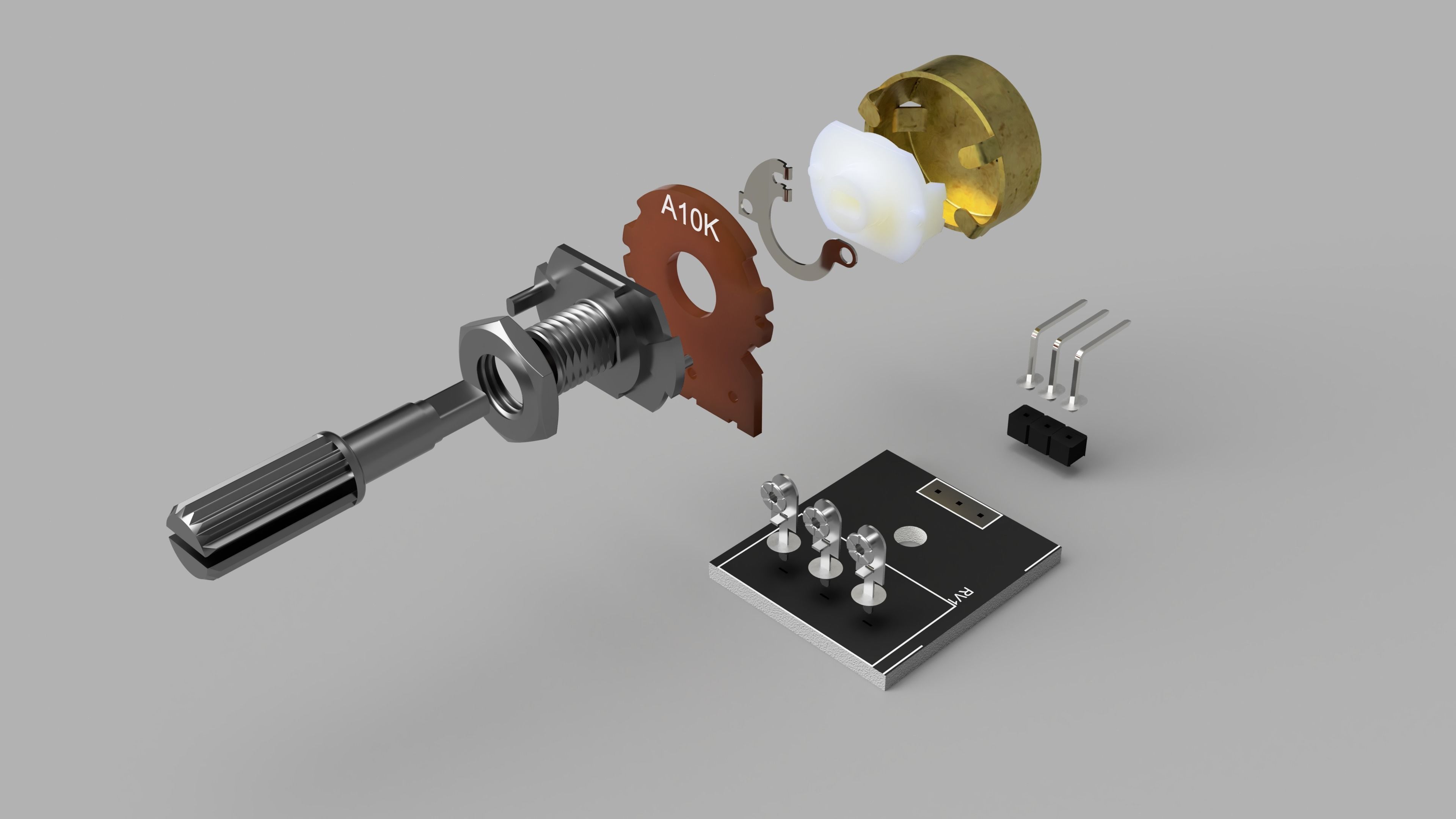 10K Potentiometer with PCB Board 3D model 3D printable | CGTrader