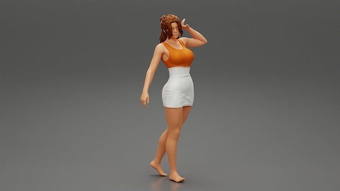confident young woman posing wearing mini skirt 3D model 3D printable ...