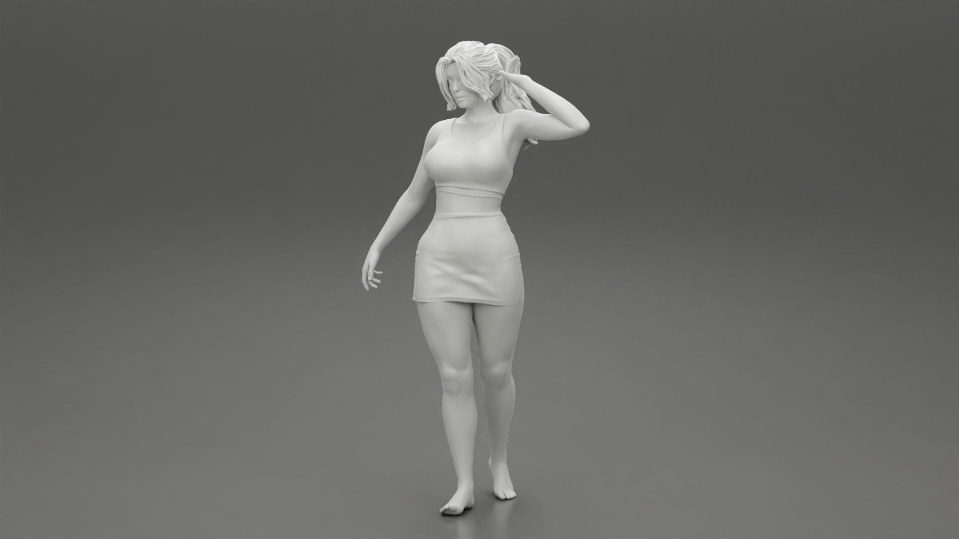 confident young woman posing wearing mini skirt 3D model 3D printable ...
