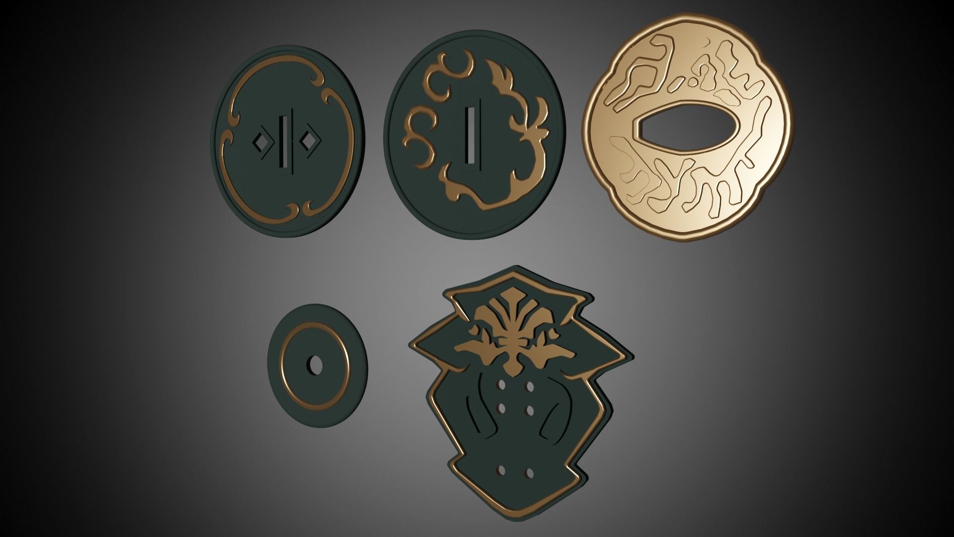 Final Fantasy XIV - Samurai class - Tsuba set 3D model 3D printable ...