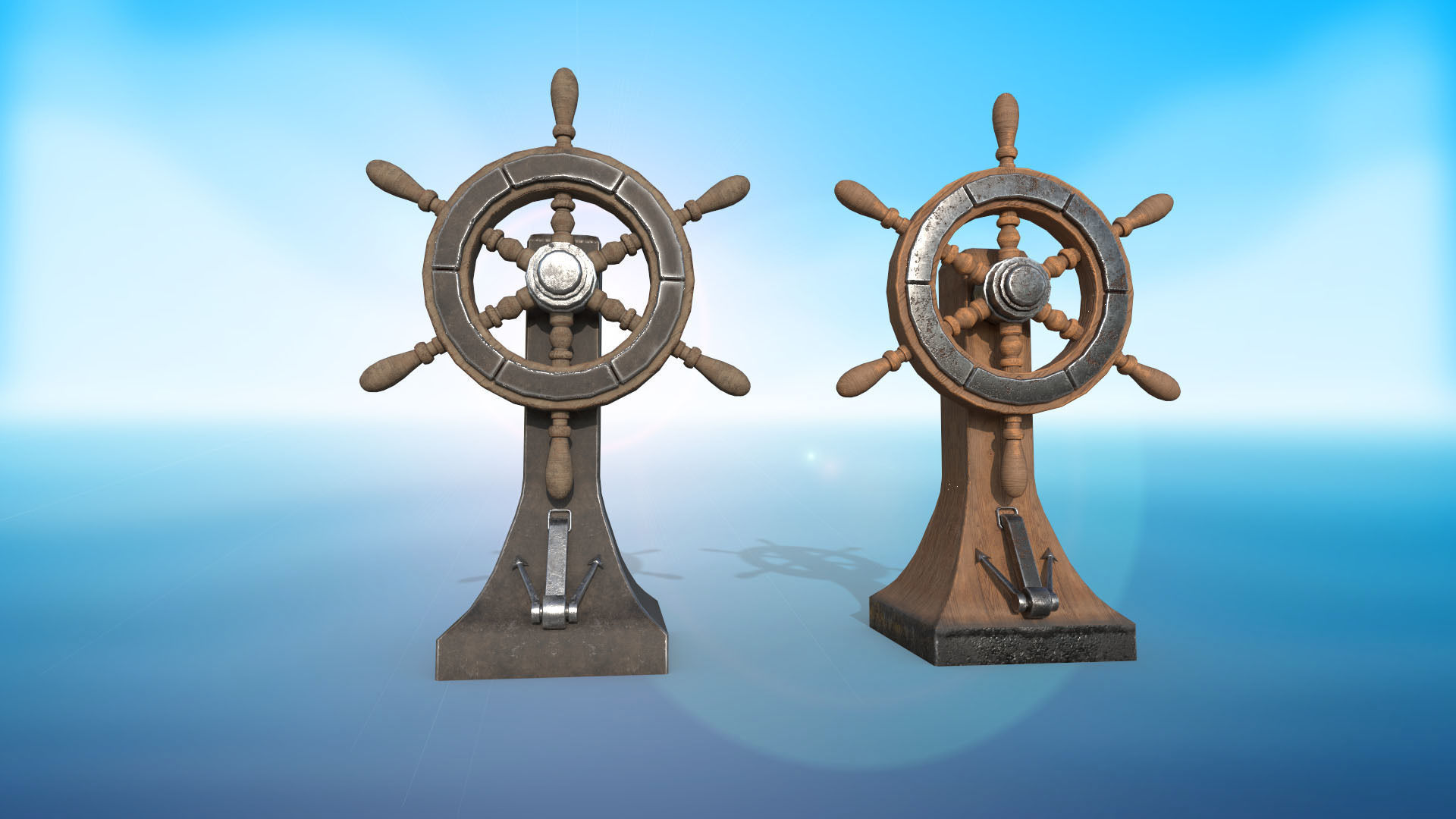 3D model Vessel Wheel for sea ship and bell PBR game ready VR / AR / low-poly | CGTrader