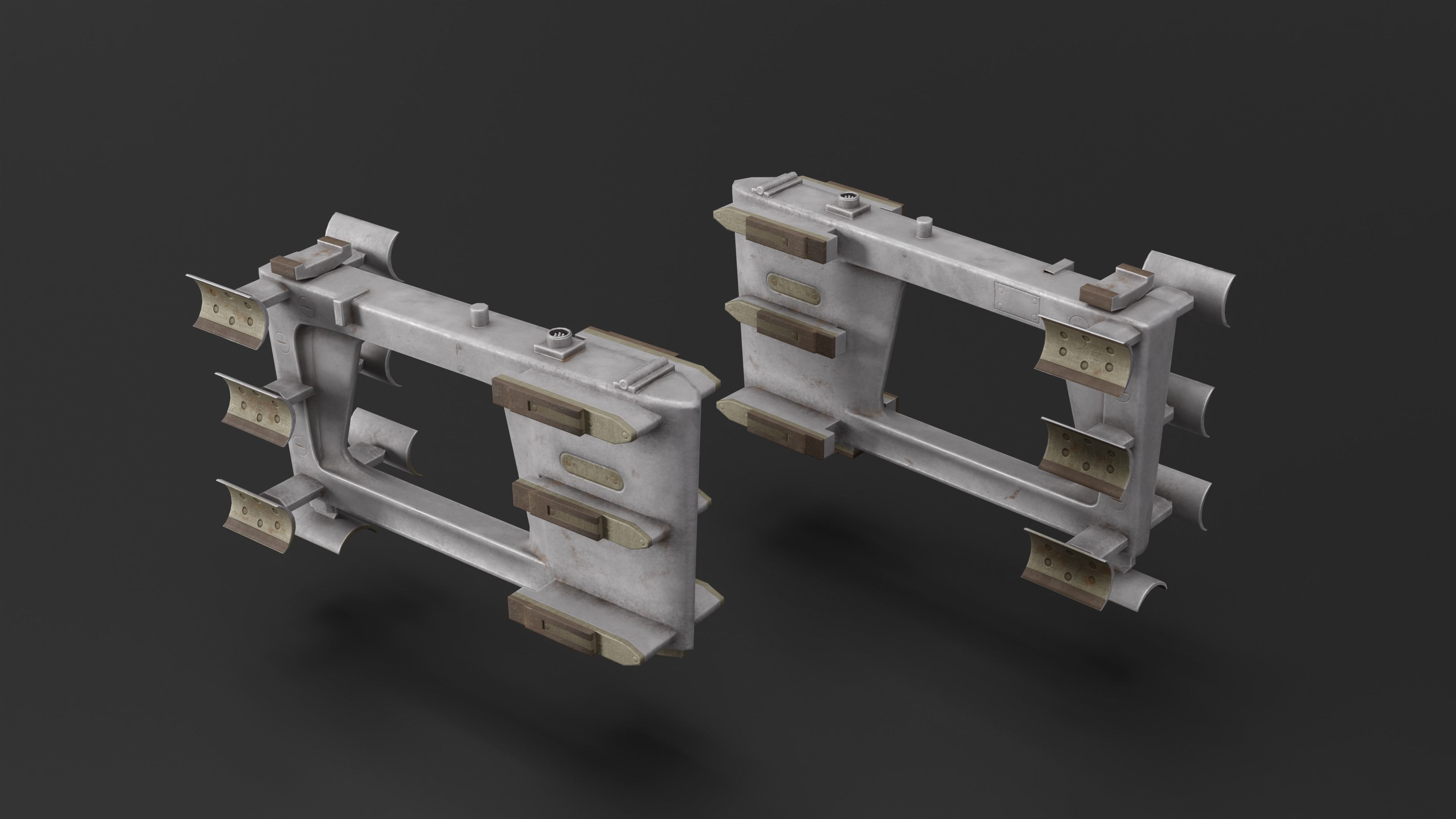 3D model Game ready set of APU-14U launcher and S-3 unguided missile VR ...