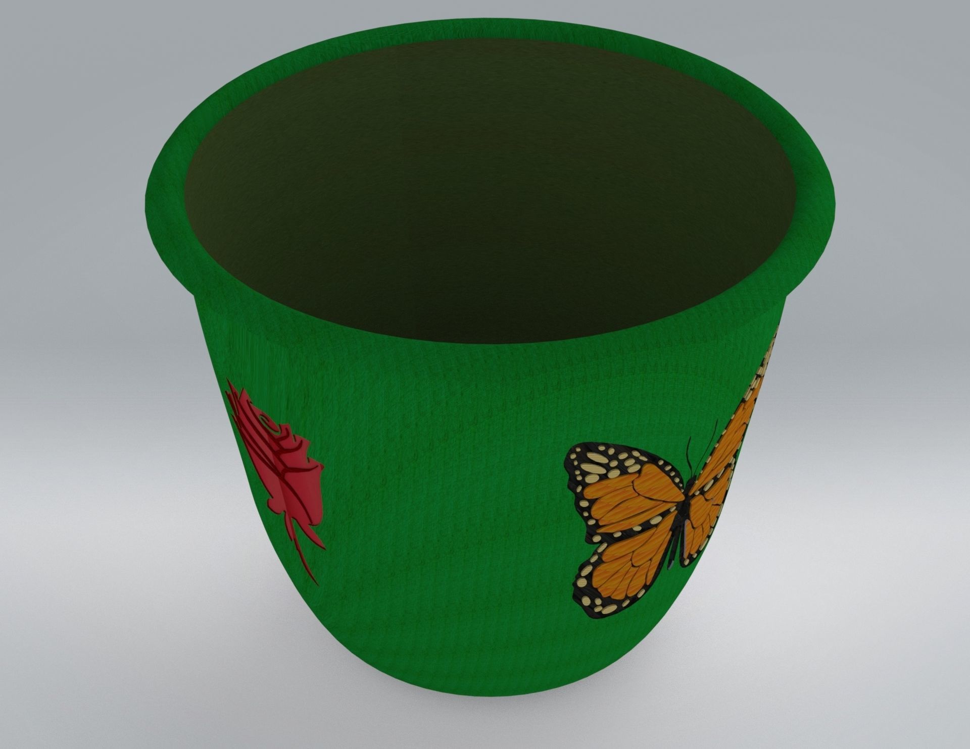 Colorful Butterfly and Rose Flower Pot 3D model 3D printable | CGTrader