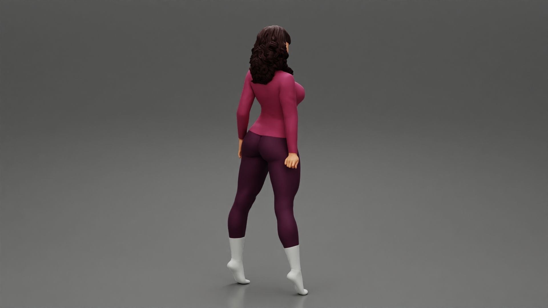 Woman standing in panties t shirt and big socks 3D model 3D printable ...