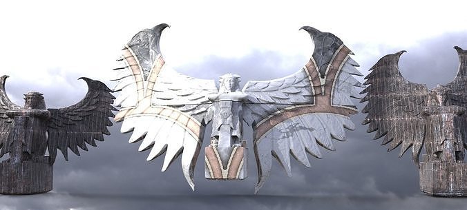 Light Egyptian Winged Deity Statue 3 designs 3D model | CGTrader