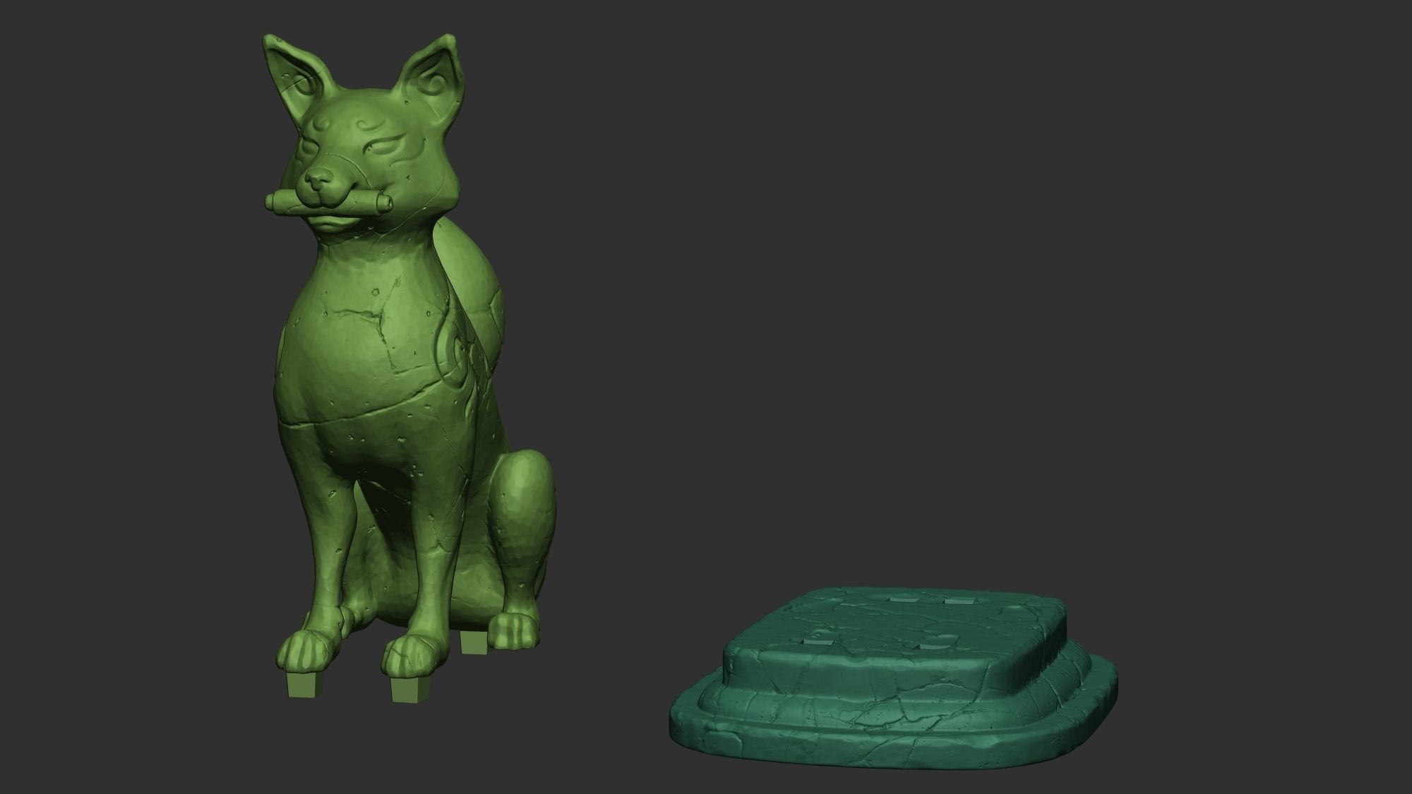 Kitsune statue of fox free 3D model 3D printable | CGTrader