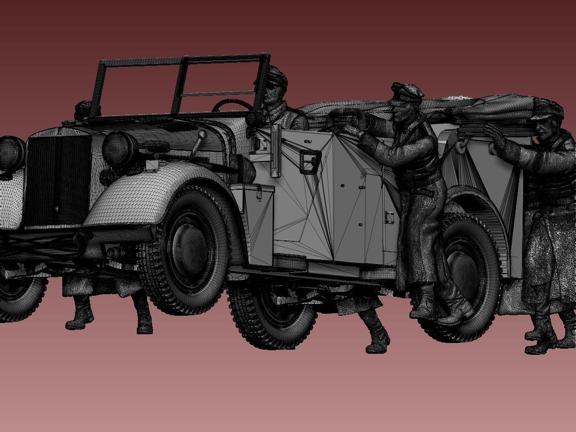 horch 901and general Rommel 3D model 3D printable | CGTrader