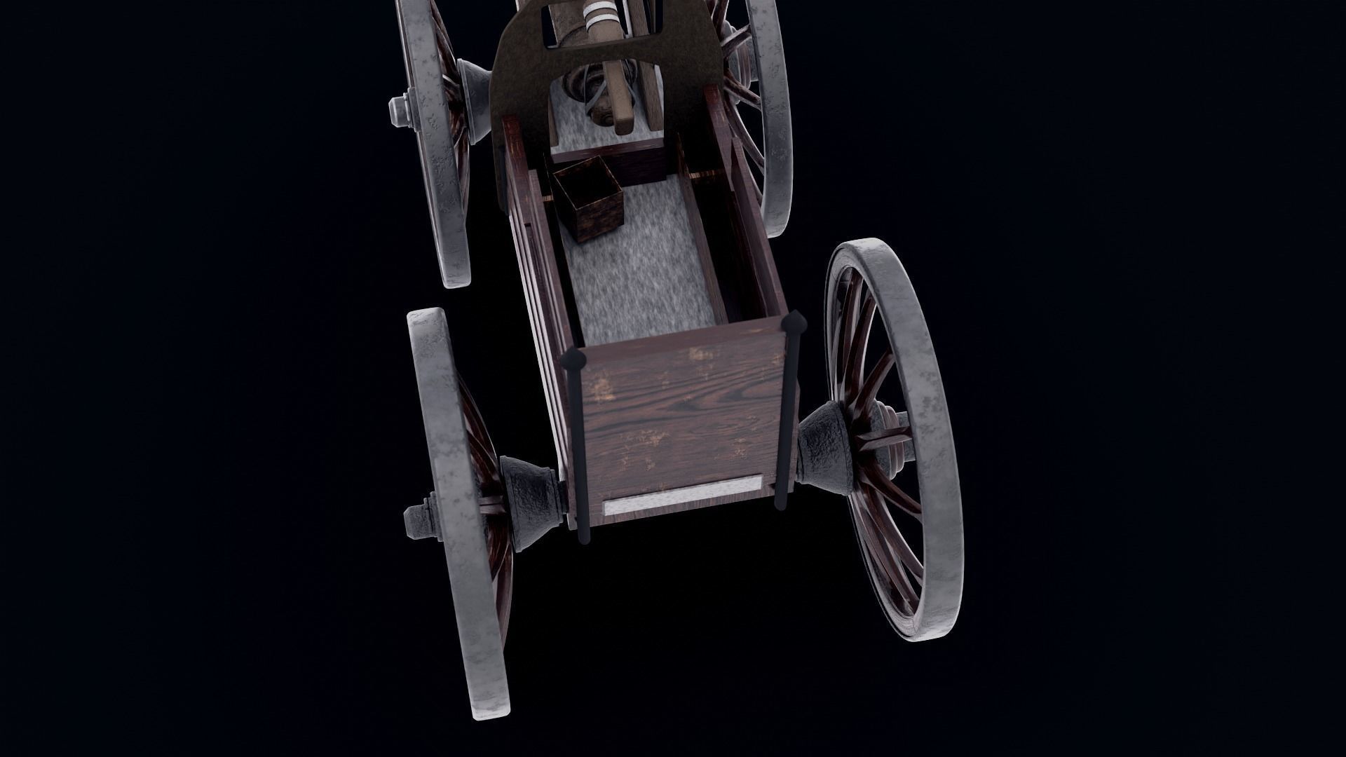 The old carrier cannon cart with barrel and gun 3D model | CGTrader