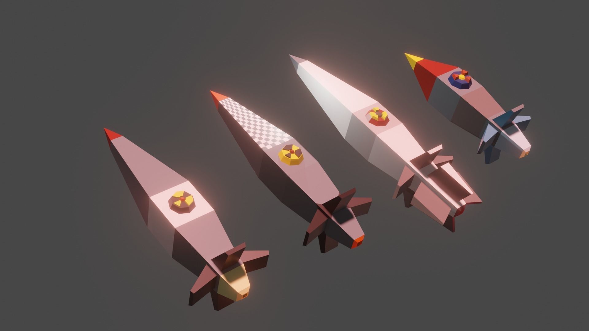 Nuke missile brothers for all lowpoly free VR / AR / low-poly 3D model ...