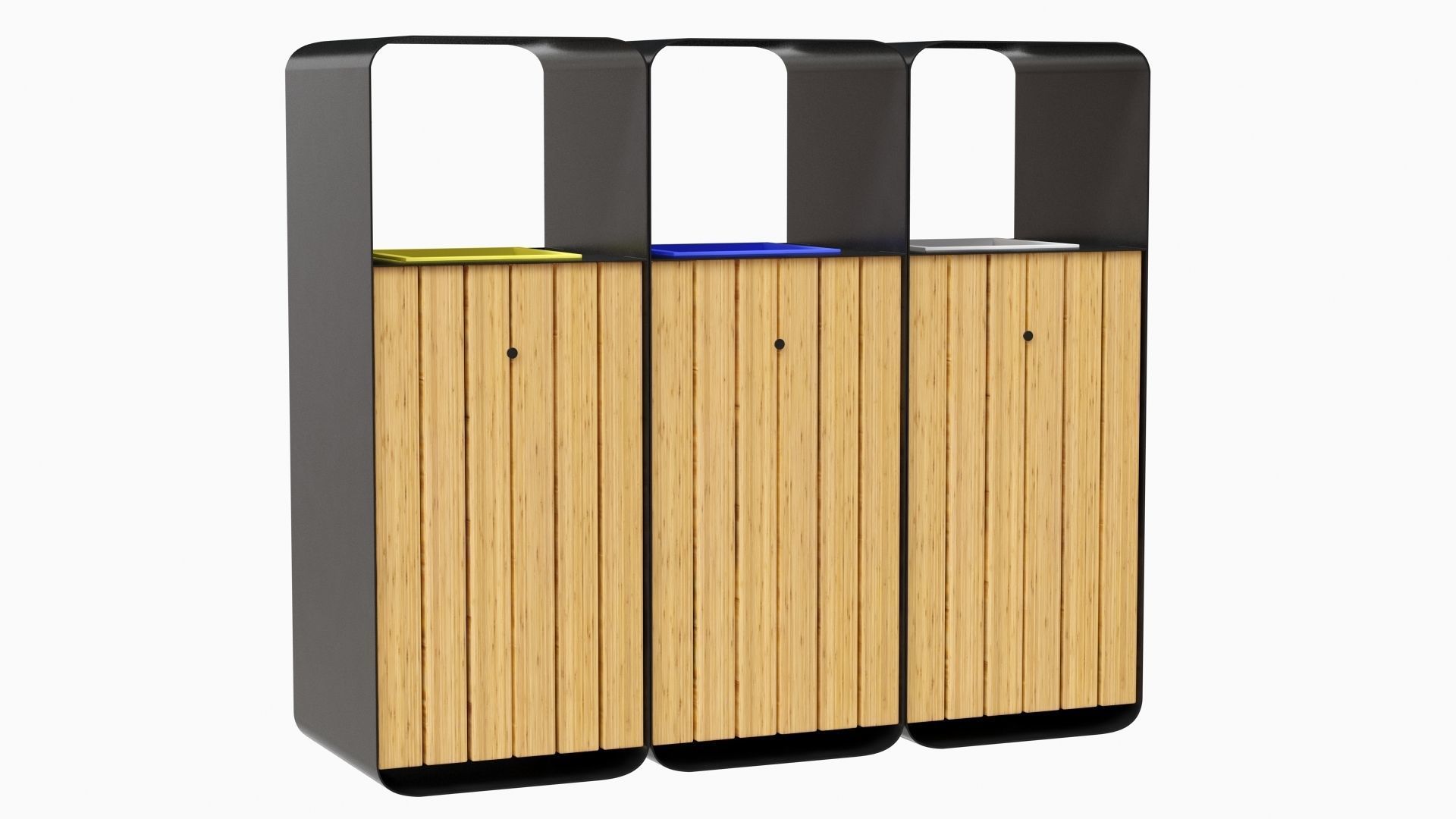 HANKO M Triple-Sort Modular Recycling Bin for Outdoor 3D model | CGTrader