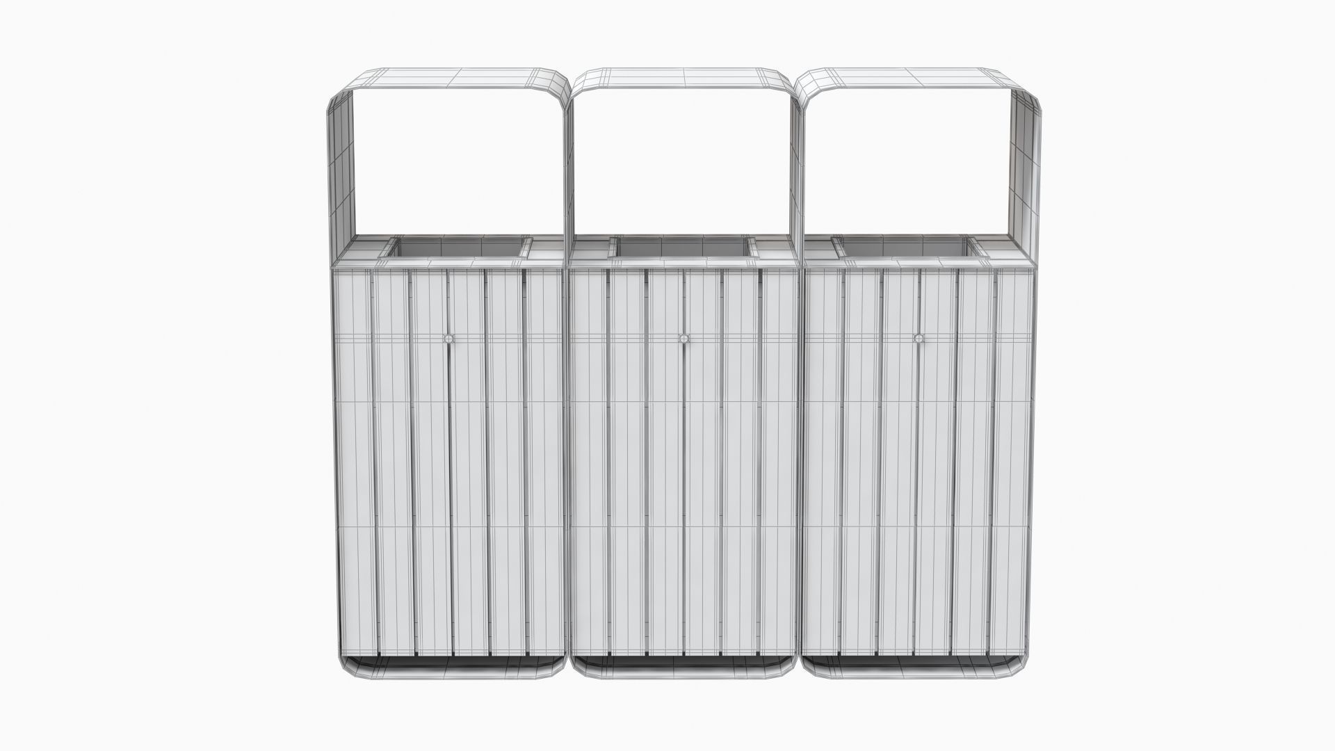 HANKO M Triple-Sort Modular Recycling Bin for Outdoor 3D model | CGTrader